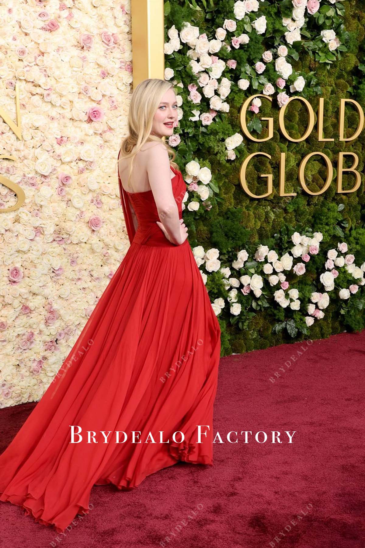 Dakota Fanning 2025 Golden Globes Red Carpet A-Line Prom Dress