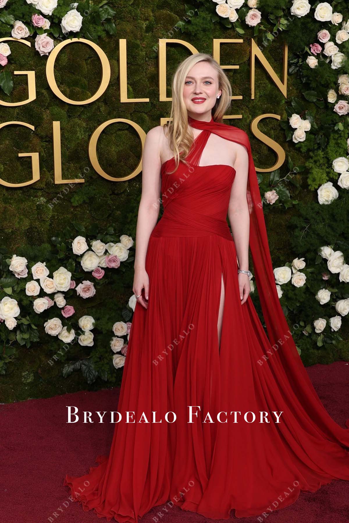 Dakota Fanning 2025 Golden Globes Red Carpet A-Line Prom Dress