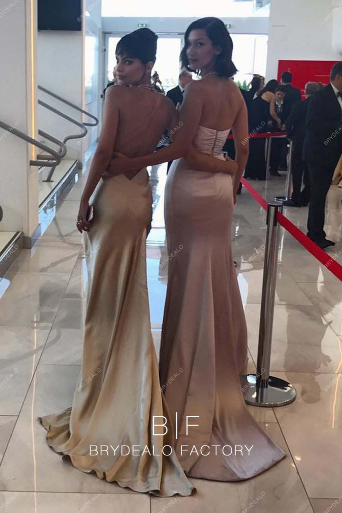 Emily Ratajkowski Sexy Champagne Red Carpet Long Prom Dress