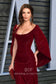 Emily Ratajkowski Burgundy Velvet Celebrity Evening Scoop Neck Gown