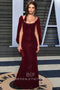 Emily Ratajkowski Burgundy Velvet Celebrity Evening Scoop Neck Gown