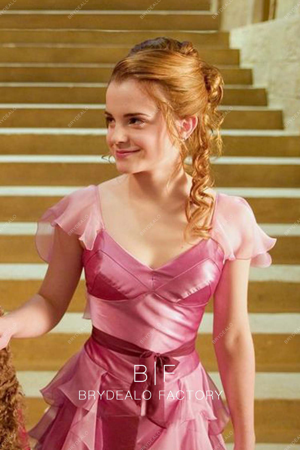 Hermione Granger Yule Ball Pink Ruffled A-line Party Dress Harry Potte
