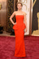 Jennifer Lawrence Orange Strapless Mermaid Celebrity Red Carpet Dress