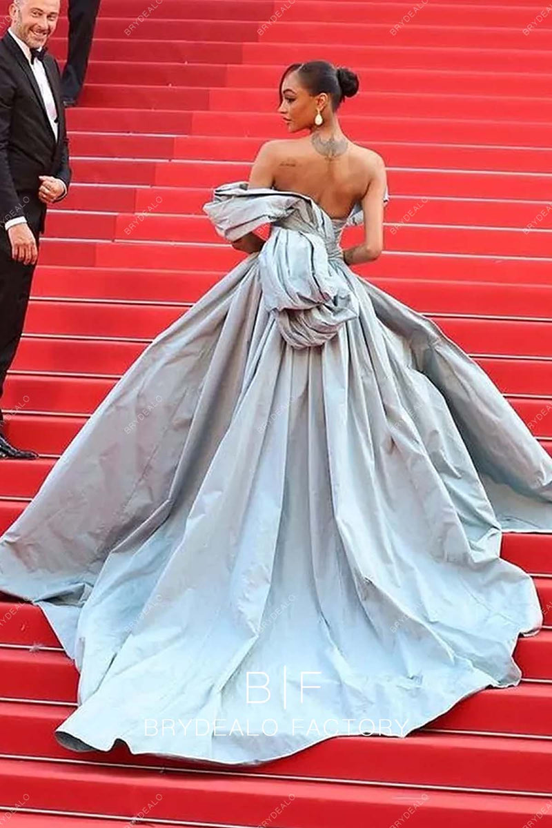 Jourdan Dunn 2023 Cannes Film Festival Red Carpet Dusty Blue Dress