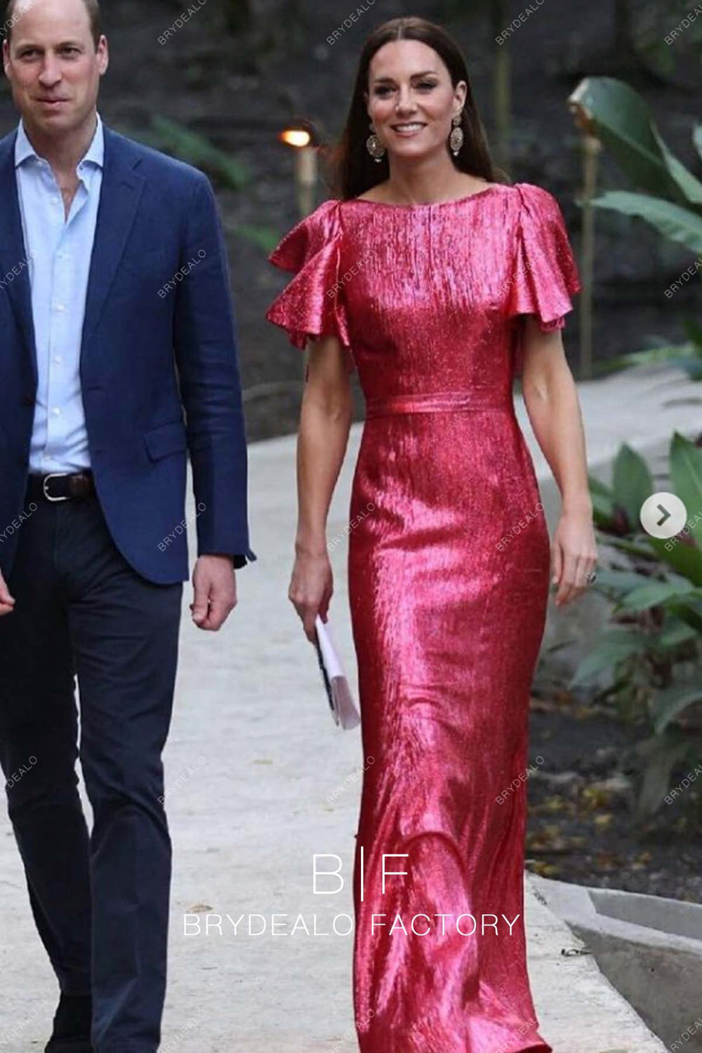 Kate Middleton Hot Pink Sequin Elegant Long Celebs Evening Prom Dress
