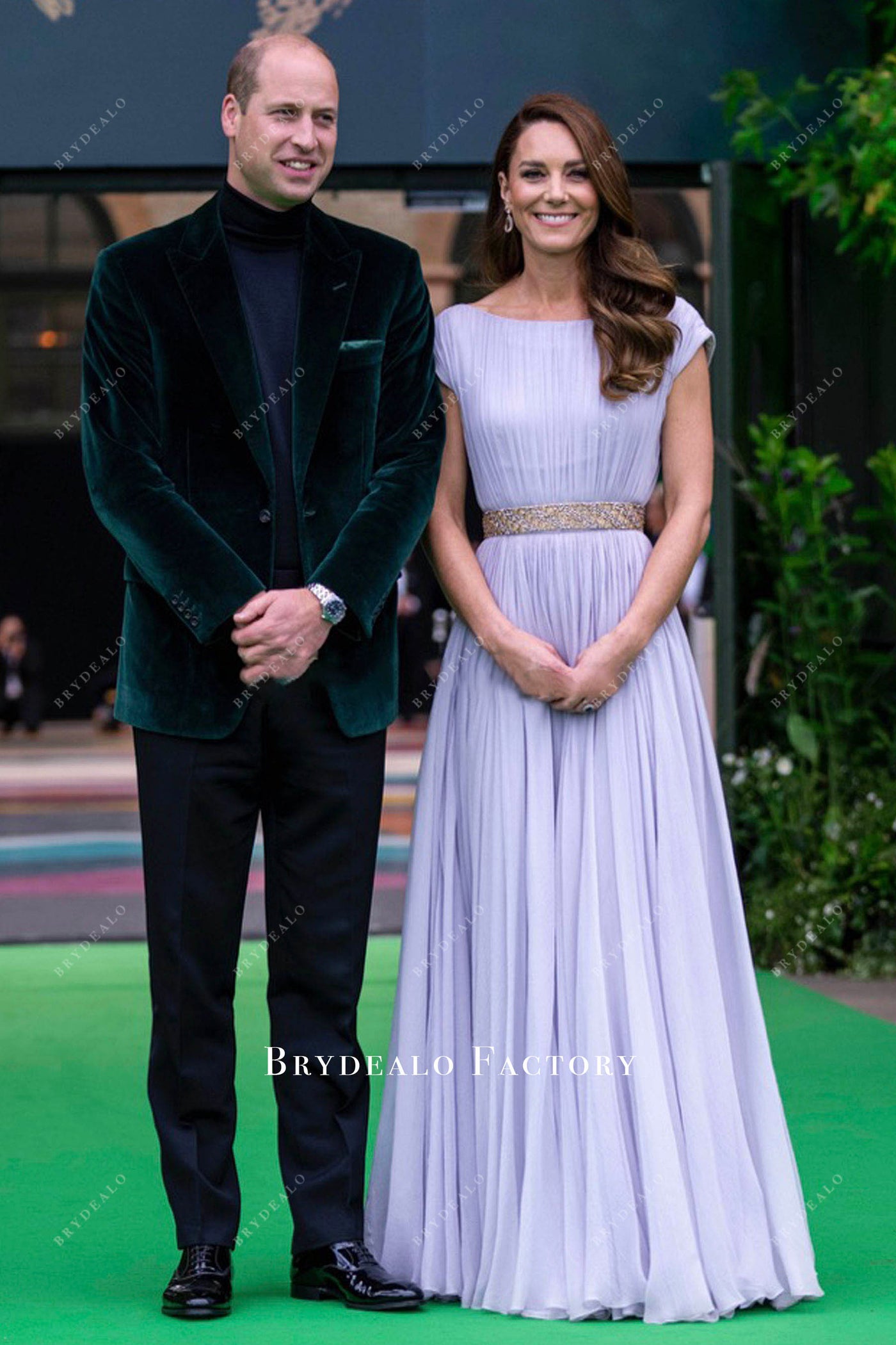 Kate Middleton Lilac Chiffon A-line Long Celebrity Evening Prom Dress