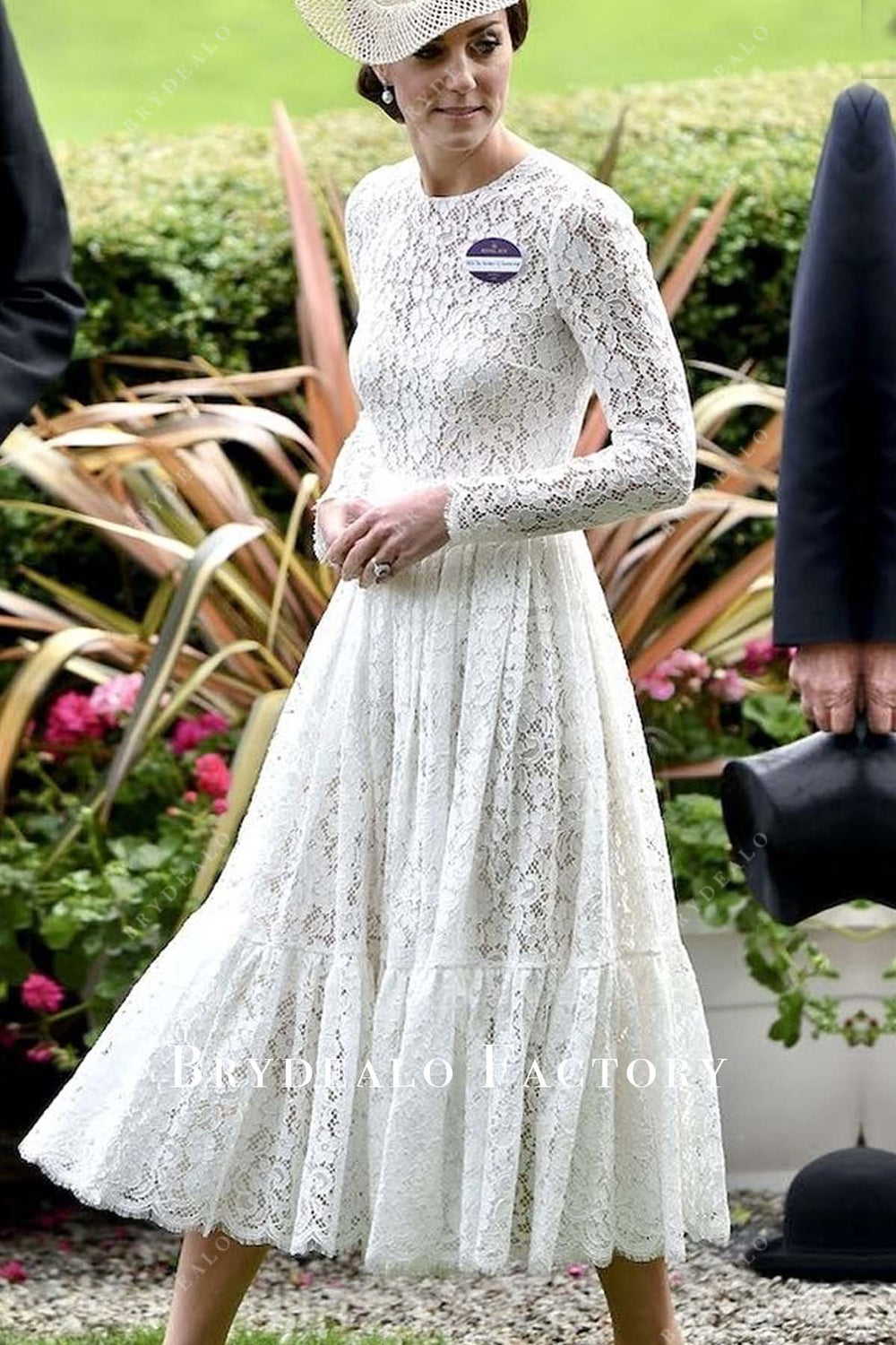 Kate Middleton White Lace Tea Length Royal Ascot 2016 Dress