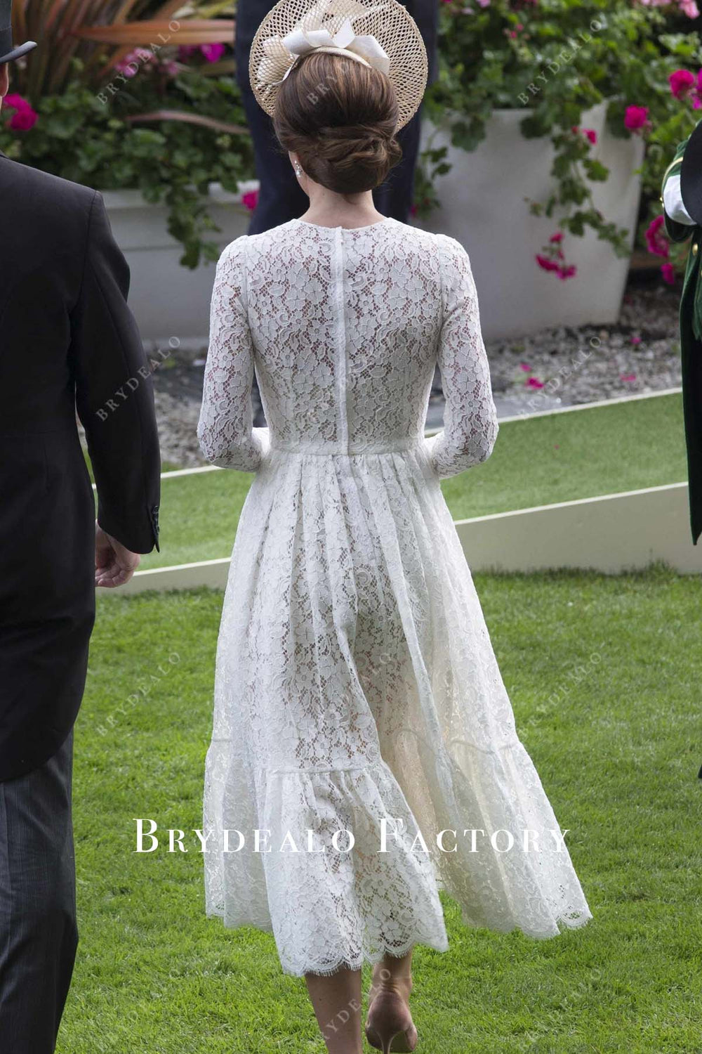 Kate Middleton White Lace Tea Length Royal Ascot 2016 Dress