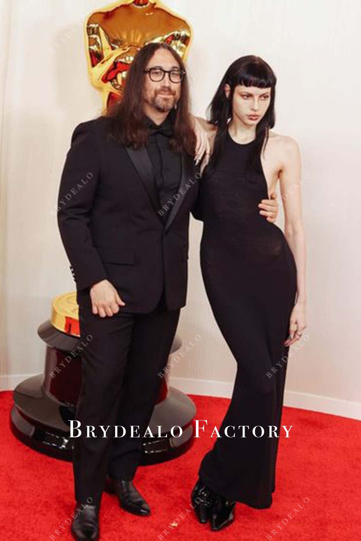 Kemp Muhl 2024 Oscars Black Sleeveless Floor Length Celebs Dress