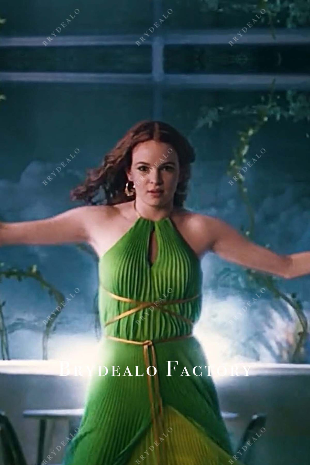 Layla Williams Green Keyhole Halter Neck A-line Dress Sky High Moive