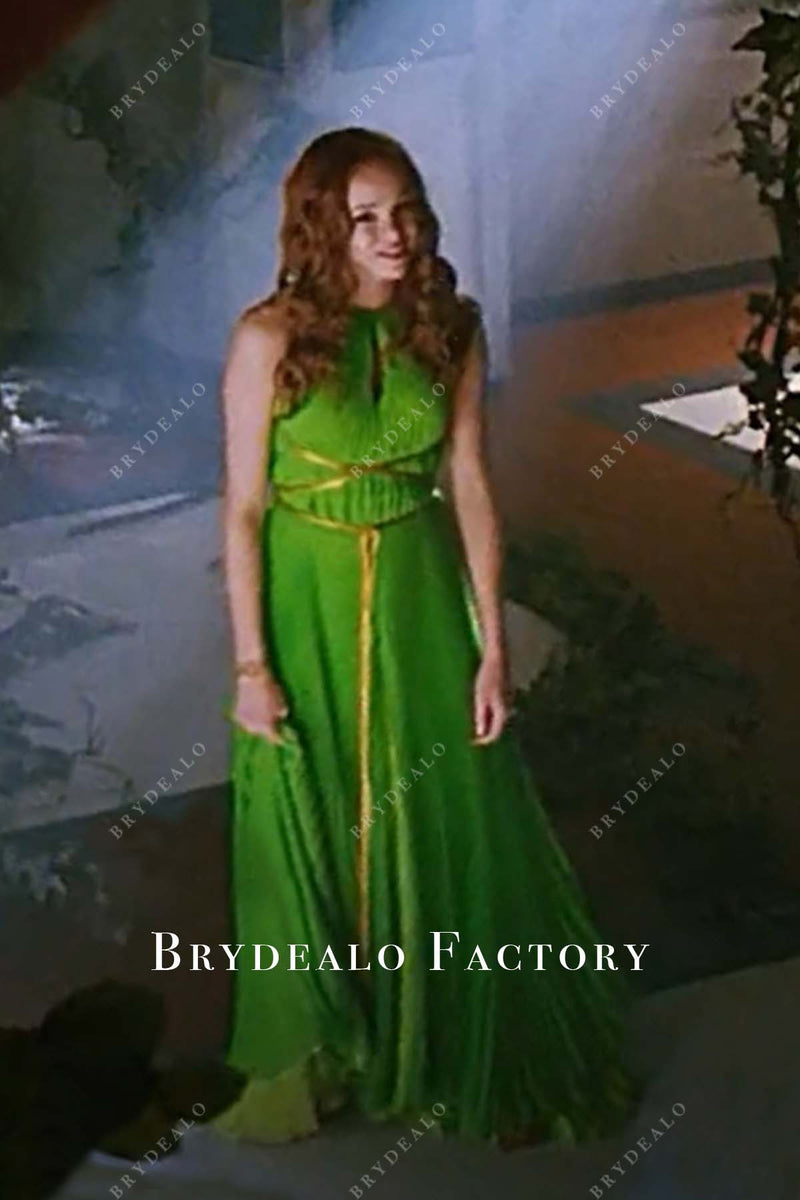 Layla Williams Green Keyhole Halter Neck A-line Dress Sky High Moive