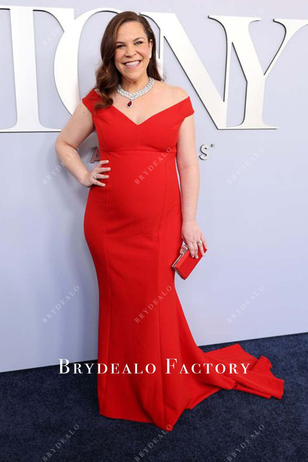 Lindsay Mendez 2024 Tony Awards Plus Size Off Shoulder Red Dress