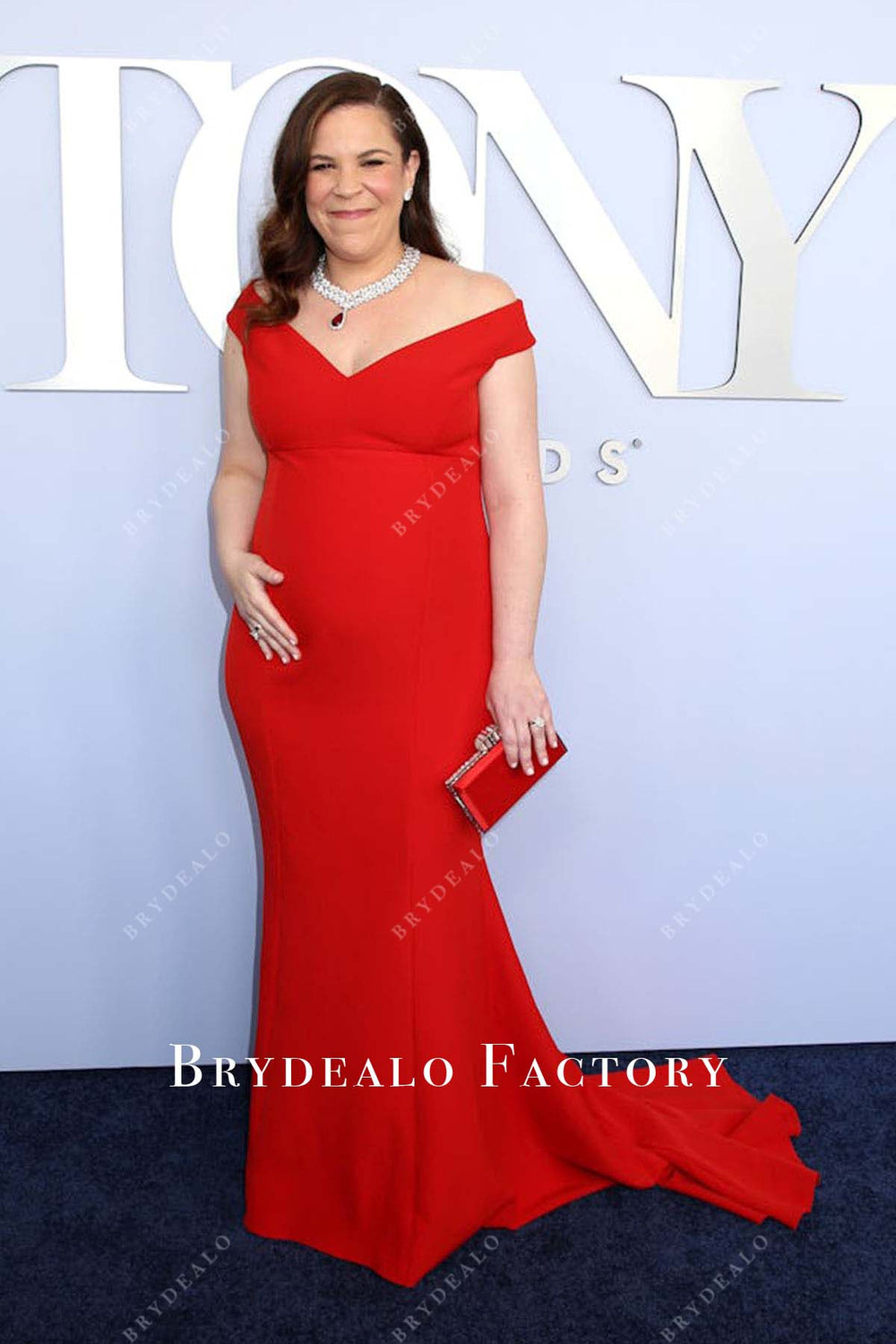 Lindsay Mendez 2024 Tony Awards Plus Size Off Shoulder Red Dress