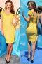 Miranda Kerr Yellow Lace Short Bodycon Homecoming Cocktail Dress