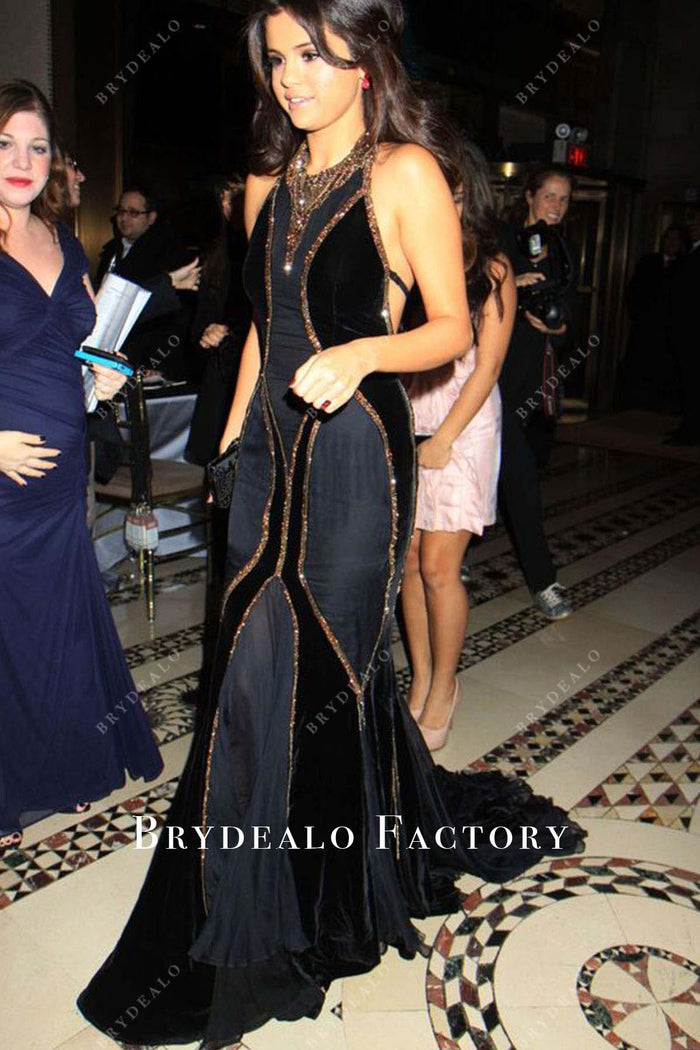 Selena Gomez Black Mermaid 2012 UNICEF Snowflake Ball Dress