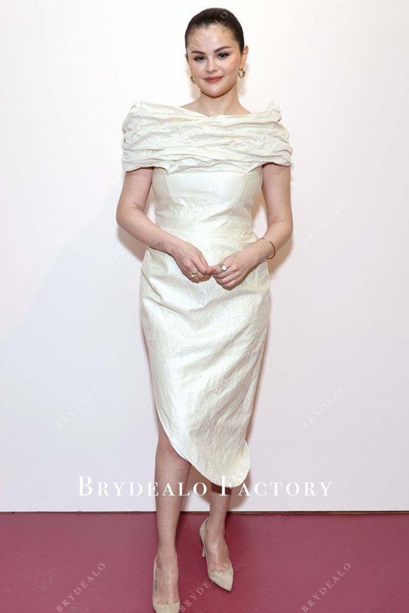 Selena Gomez Ivory Off Shoulder 2024 Mental Health Summit Dress