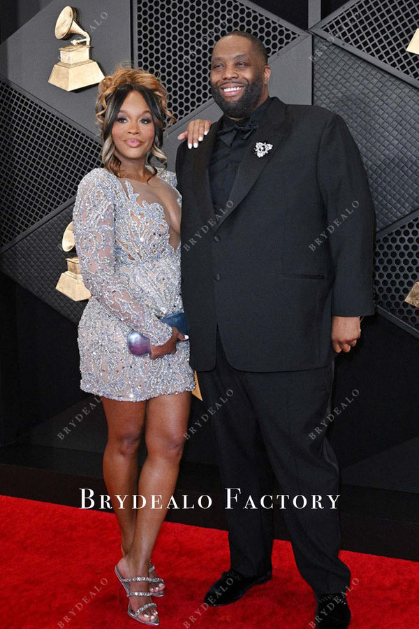 Shana Render Silver Mini 2024 Grammys Mini Celebs Dress