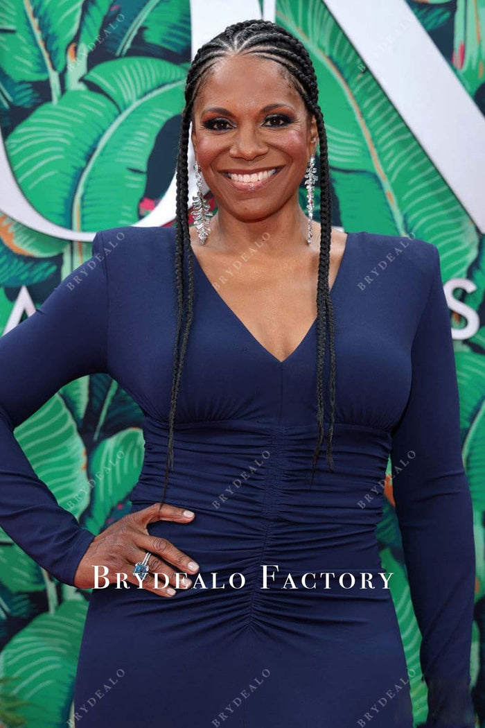 Audra Mcdonald Dark Navy Long Sleeve Dress Tony Awards 2023