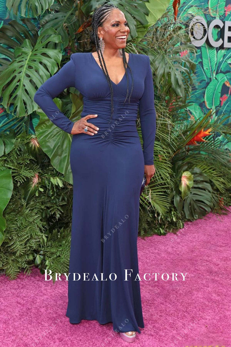 Audra Mcdonald Dark Navy Long Sleeve Dress Tony Awards 2023