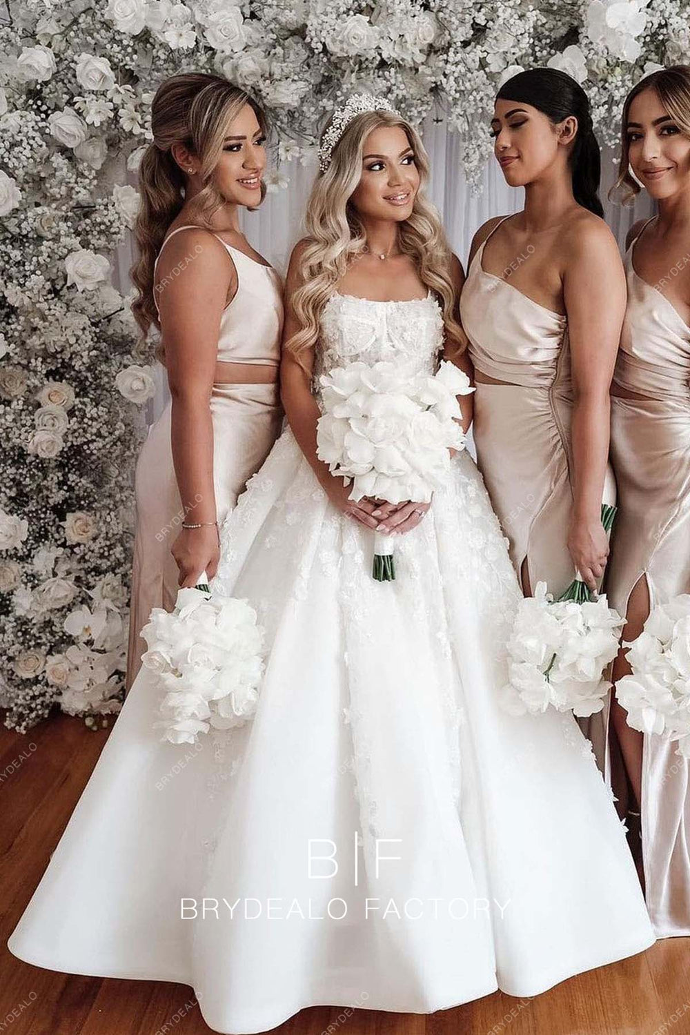 Romantic 3D Lace Corset Ball Gown Custom Princess Wedding Dress