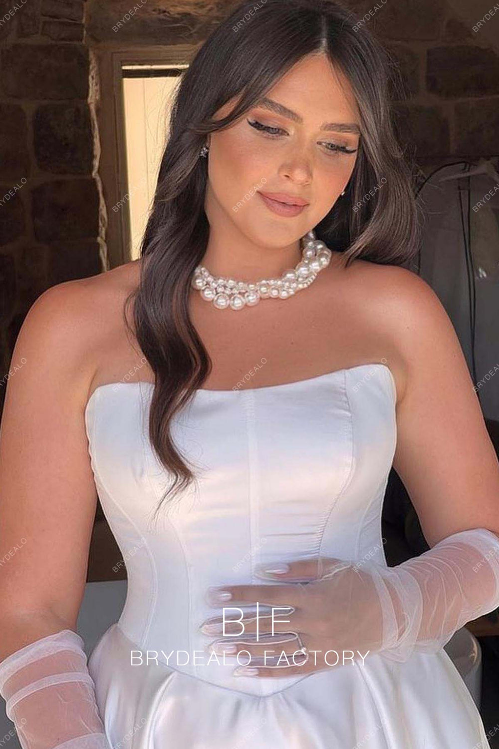 Strapless Corset Satin Plus Size A-line Retro Designer Bridal Gown