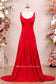 Red Cowl Neck Criss-Cross Back Fit Flare Prom Evening Dress