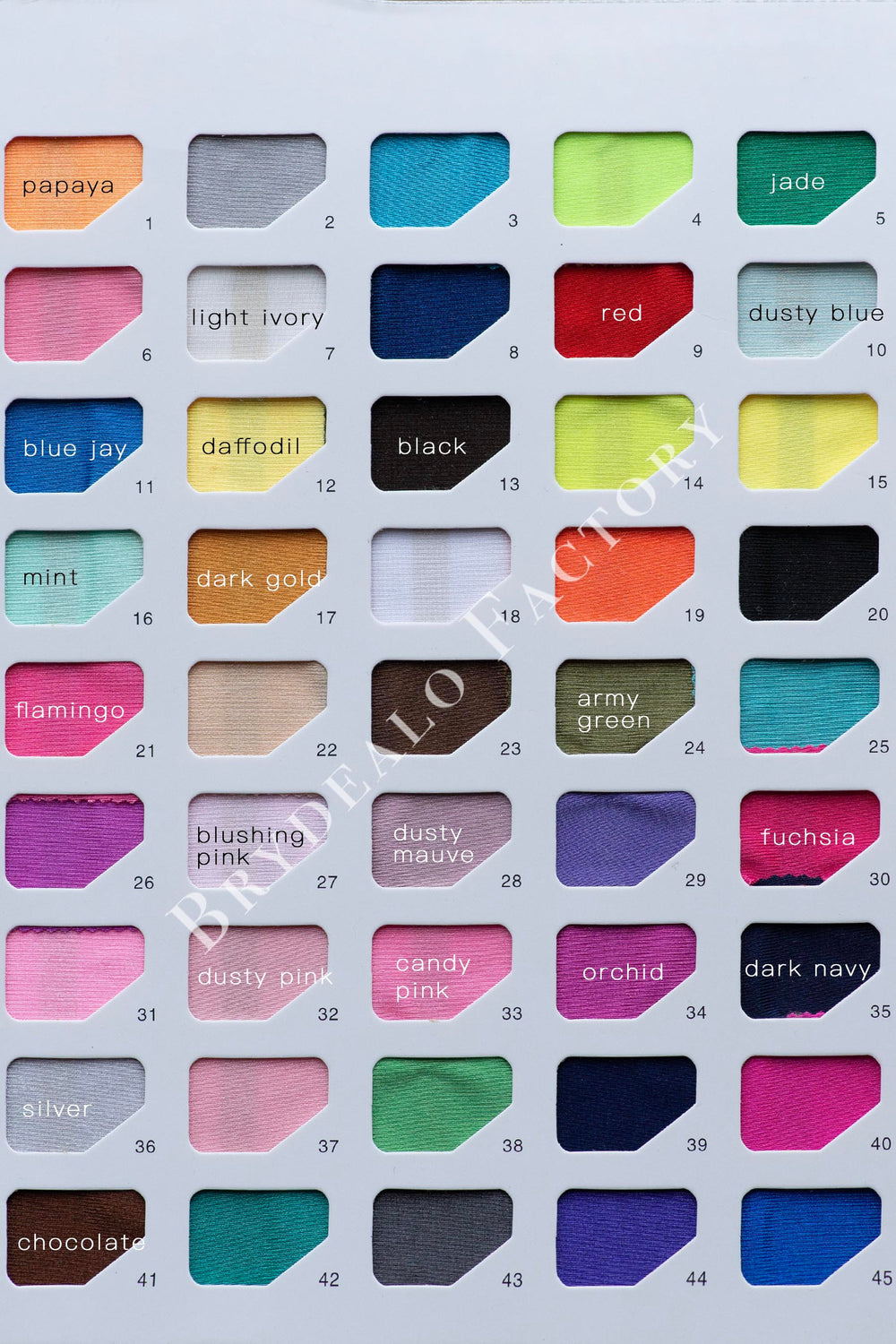 Glossy Elastic Jersey Fabric Color Chart with Vibrant Colors