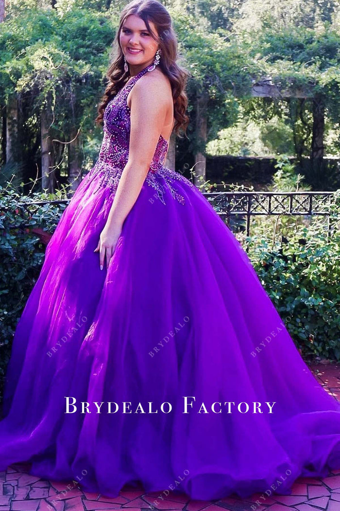 Homecoming Dress | Rhinestones Regency Halter A-Line Formal Gown