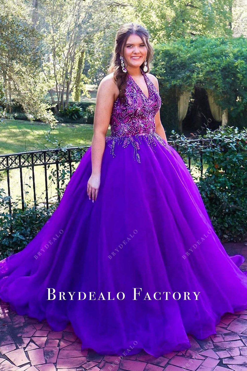 Homecoming Dress | Rhinestones Regency Halter A-Line Formal Gown
