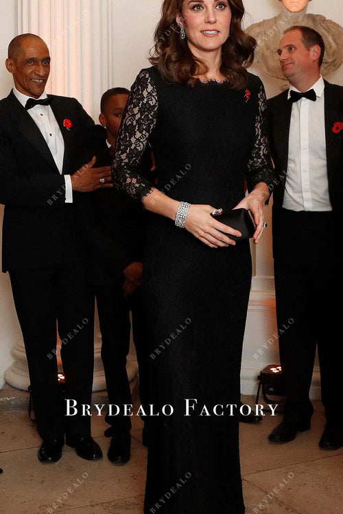 Kate Middleton Black Lace Evening Dress 2014 Royal Variety Performance