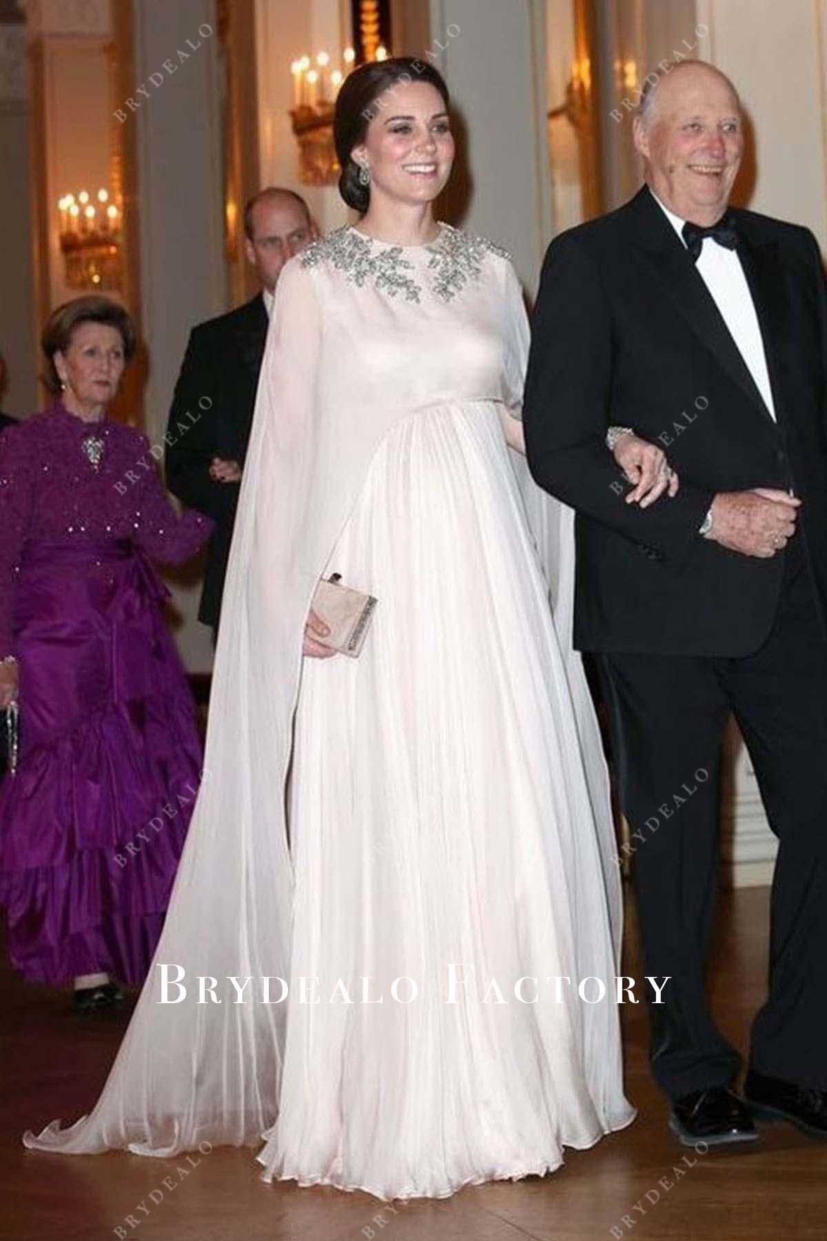 Kate Middleton Maternity Cape Dress 2018 Norway visit Banquet