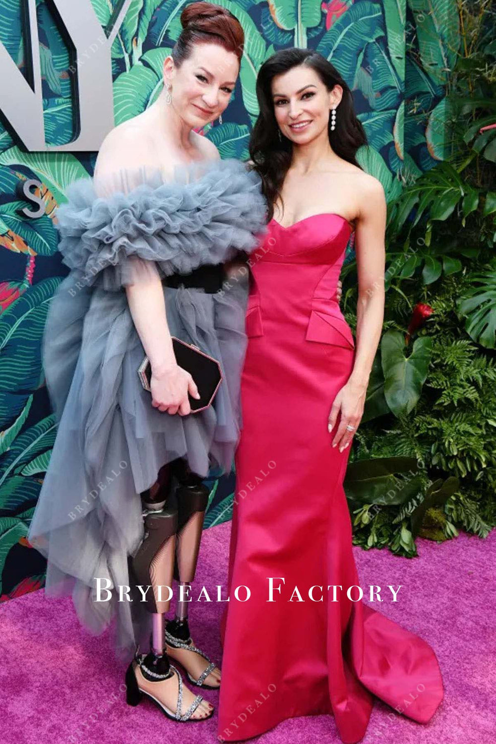 Katy Sullivan Off Shoulder Dusty Blue Dress 2023 Tony Awards