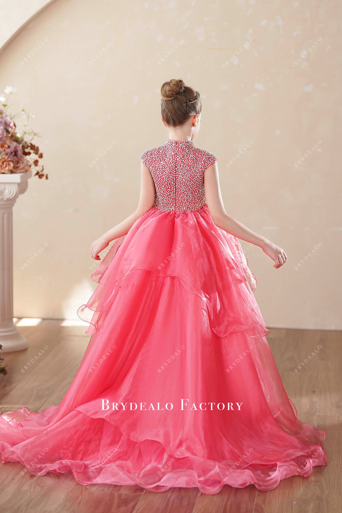 Dazzled Hot Pink Organza Princess Kids Birthday Pageant Gown
