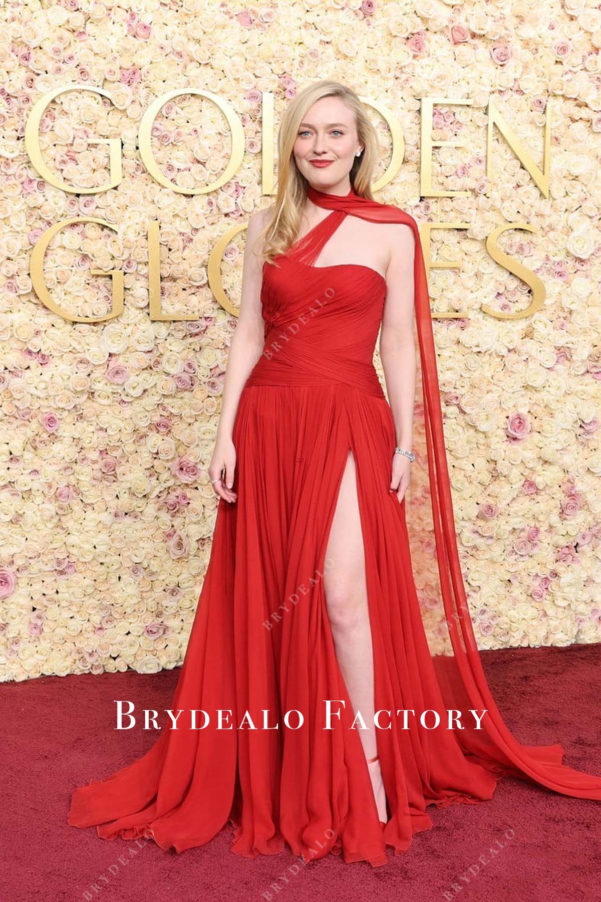 Dakota Fanning 2025 Golden Globes Red Carpet A-Line Prom Dress