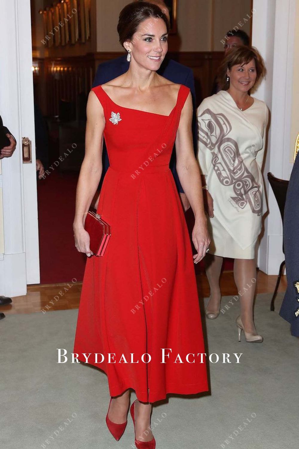 Kate Middleton Red Sleeveless A-line Maxi Dress Holland 2016