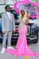 Prom Dress | Glitter Rhinestones Hot Pink Trumpet Formal Gown