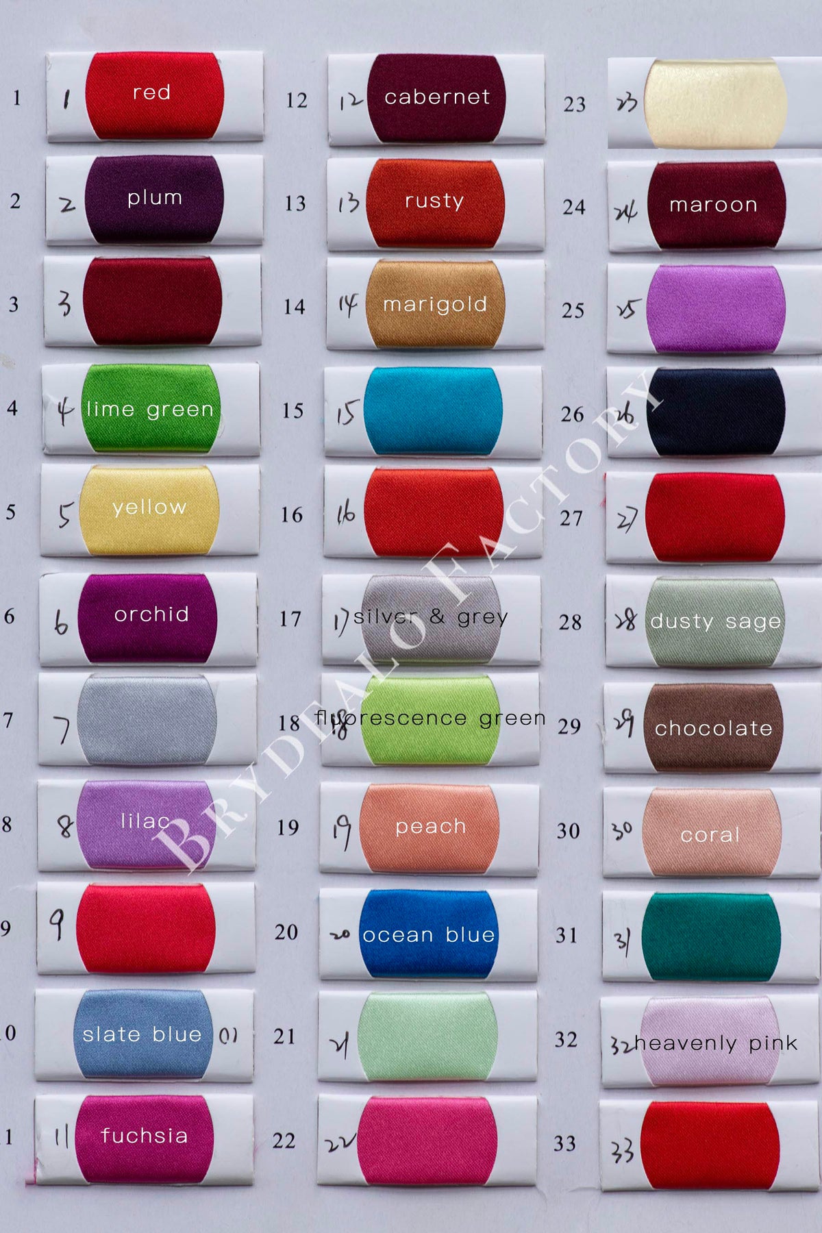 Thick Satin Fabric Color Chart For Custom Dresses| 120+ Colors