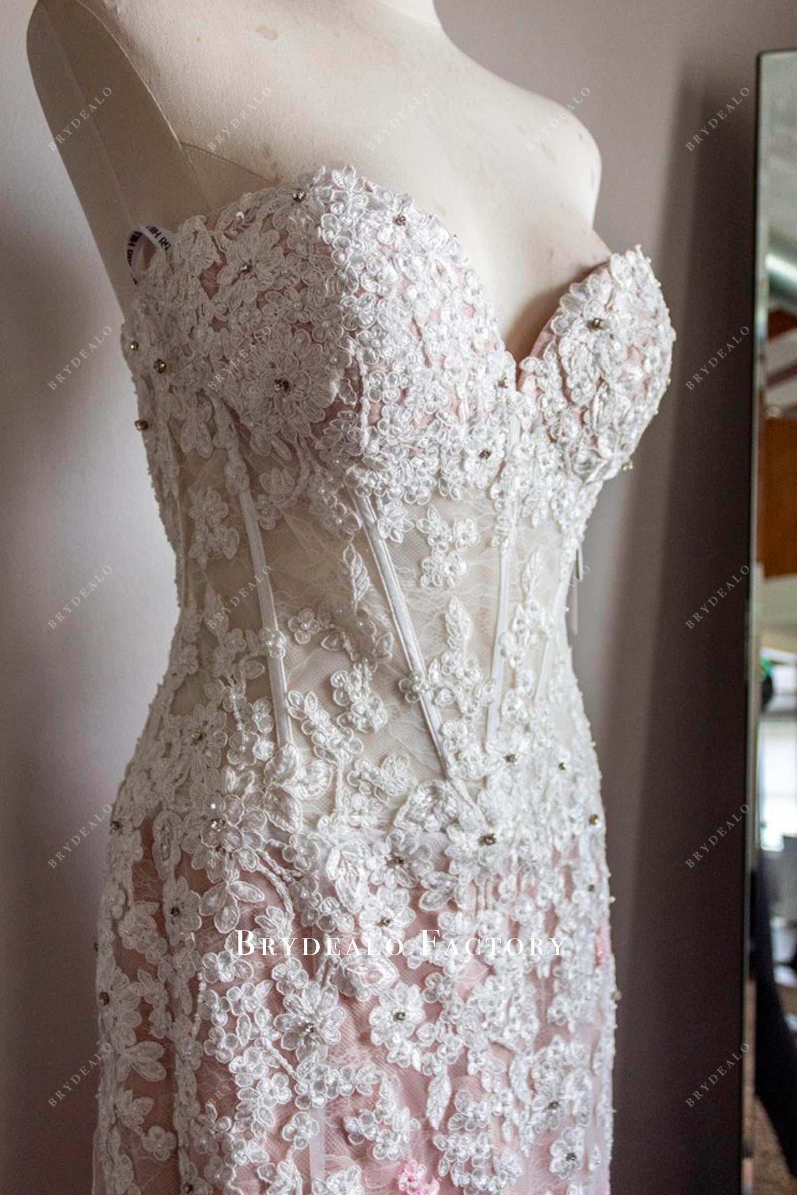 Custom Ombre Pink Lace Prom Dress