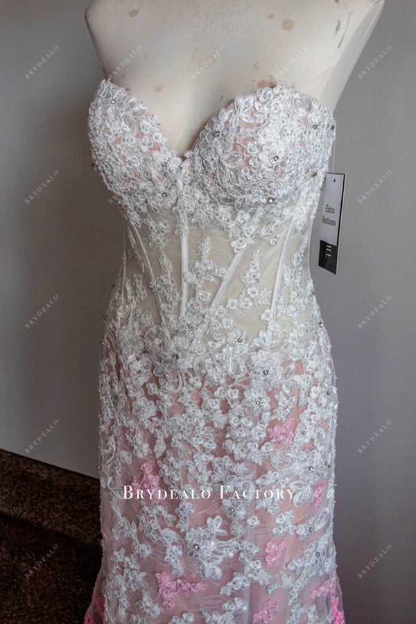 Custom Ombre Pink Lace Prom Dress