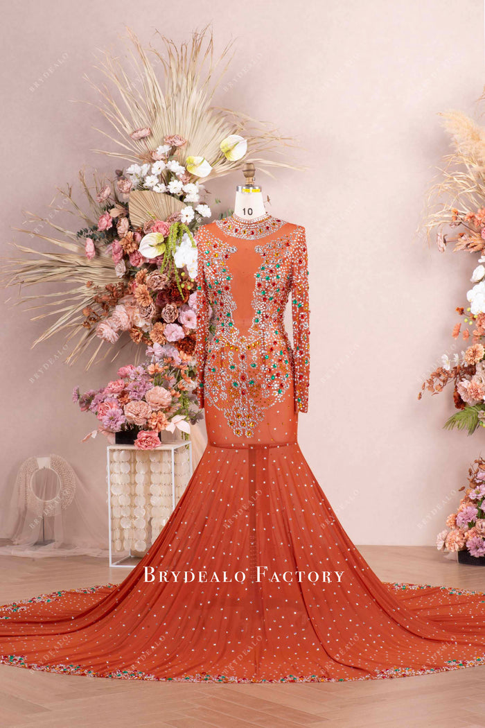 Luxury Rhinestones Elastic Mermaid Prom Dress