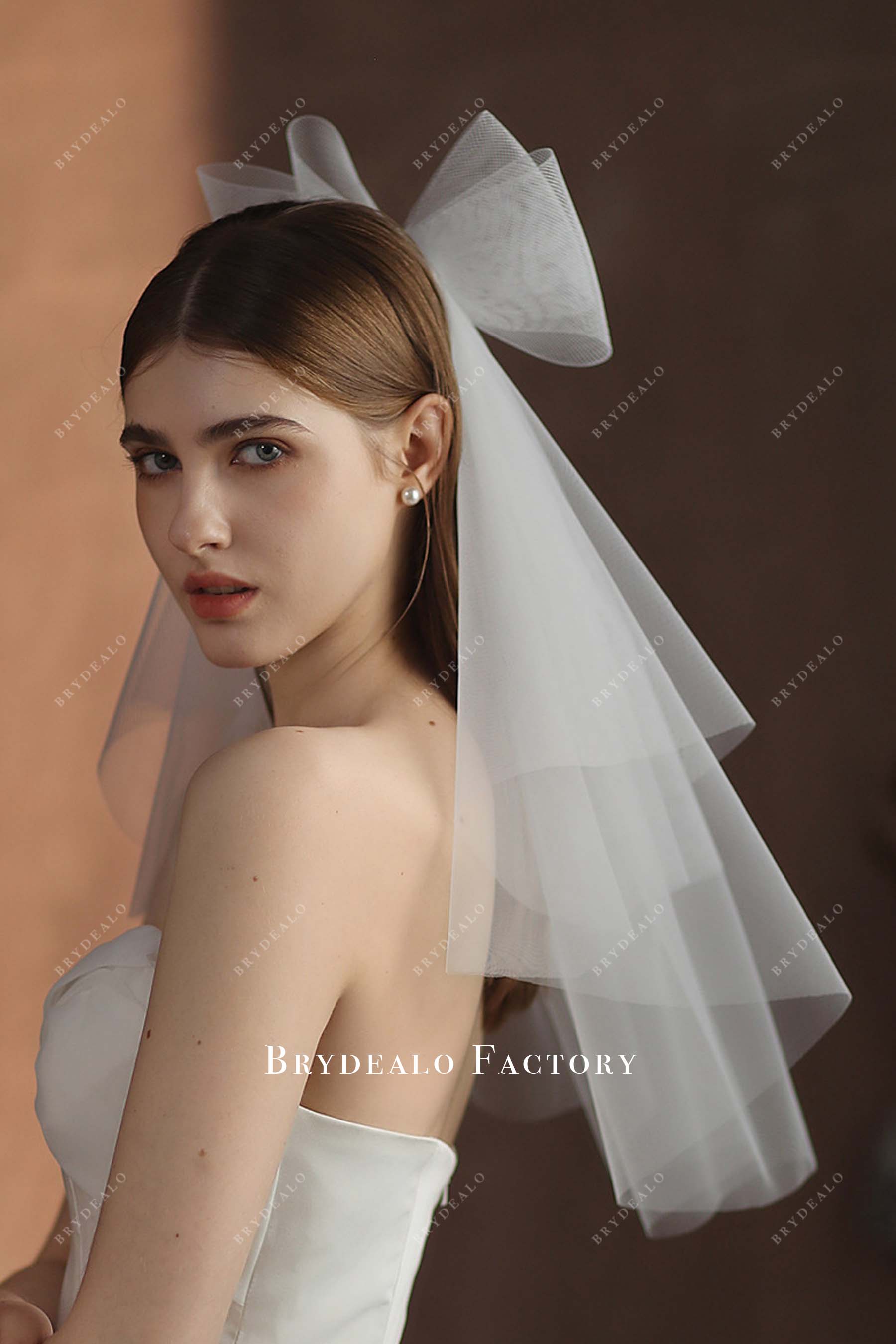 Double Layer Pretty Tulle Bow Veil Online