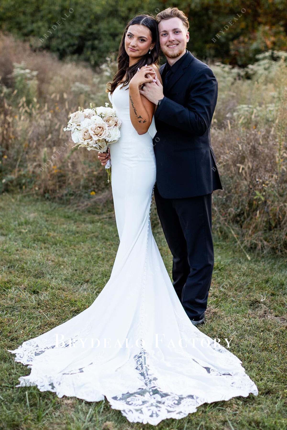 Wedding Dress | Thin Straps Mermaid Cutout Train Bridal Dress