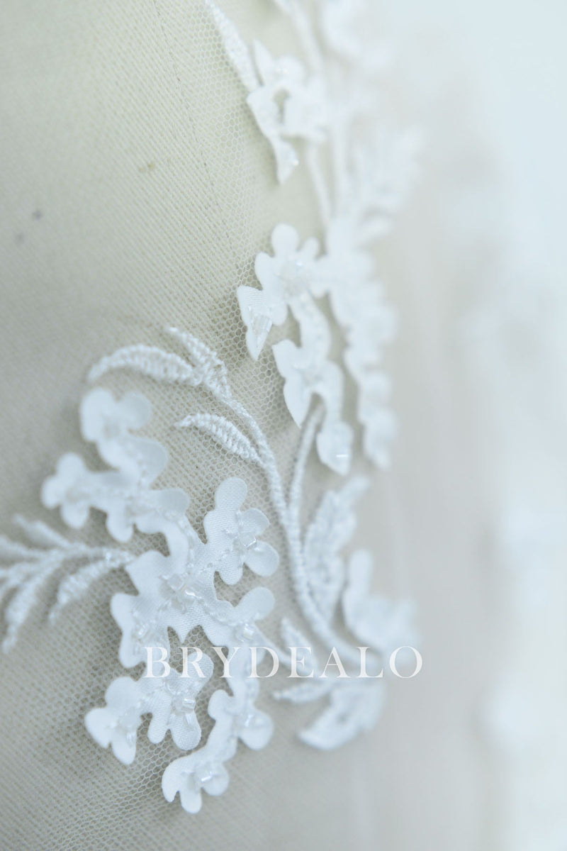 Designer Embroidered Leaf Lace Laser Cut 3D Flowers Fabric