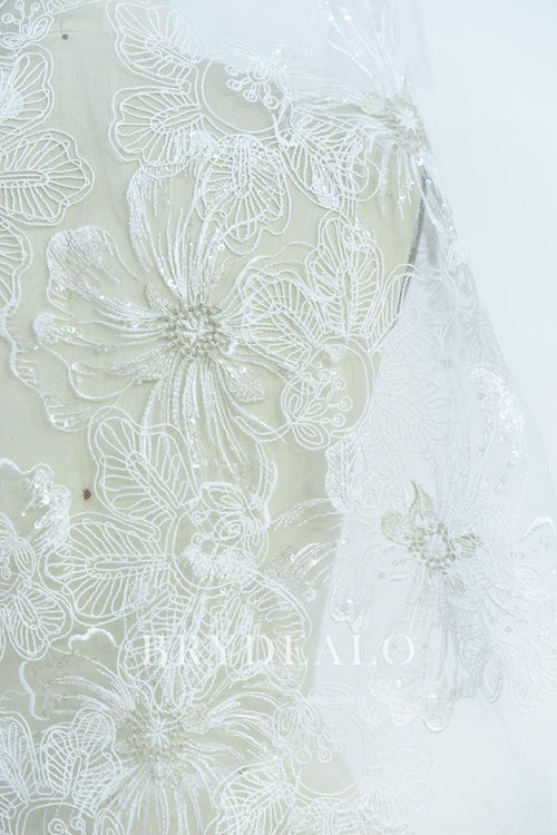 Shimmery Wild Flower Lace Fabric for Sale