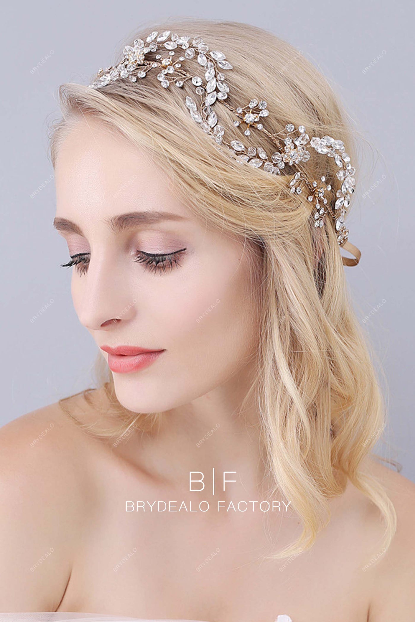 Best Luxury Crystals Rhinestones Gold Vine Metal Headpiece