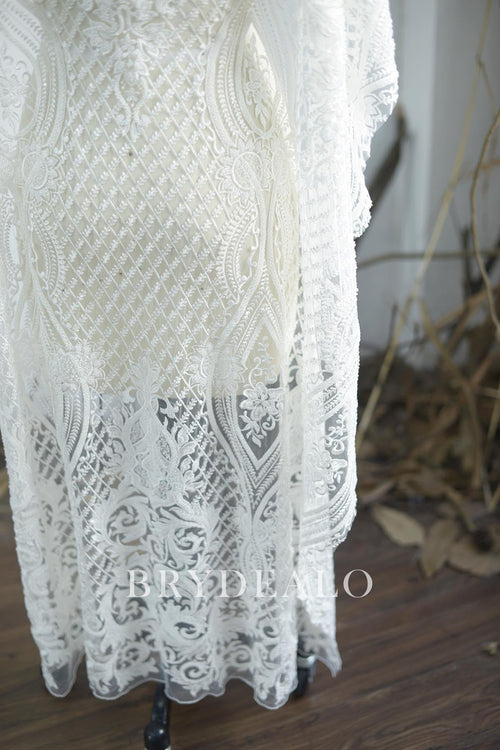 Designer Heavy Beaded Bridal Lace Fabric By the Yard