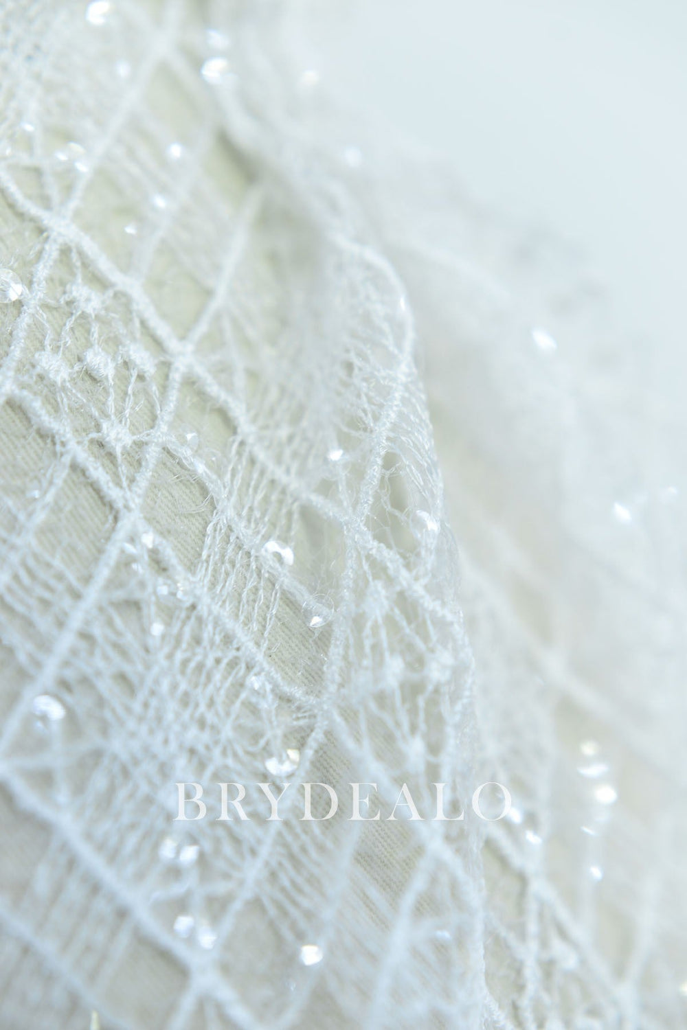 Unique Rhombus Crochet Lace with Clear Sequins By the Yard