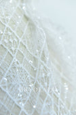 Unique Rhombus Crochet Lace with Clear Sequins By the Yard