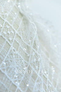 Unique Rhombus Crochet Lace with Clear Sequins By the Yard