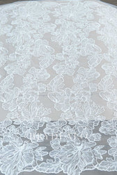 Shimmery Lotus Embroidered Bridal Lace Fabric for Designer Dresses